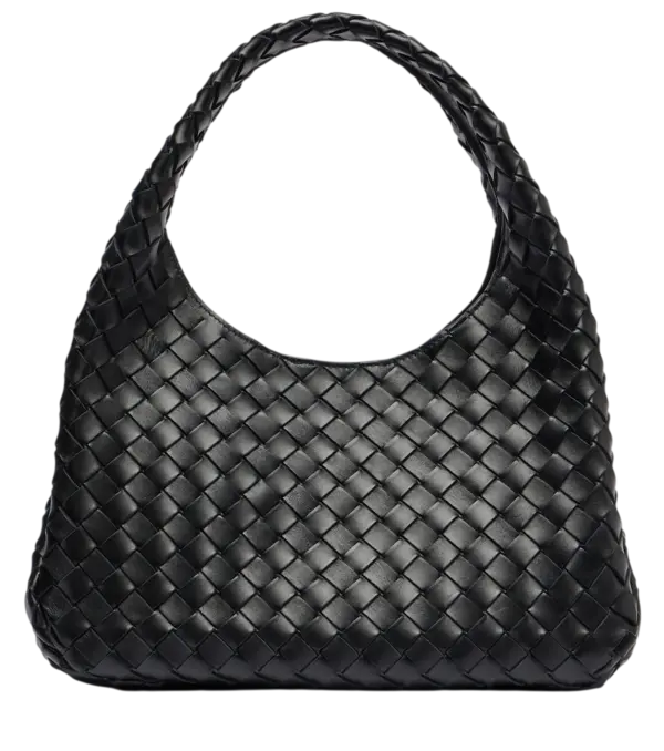 Bottega Veneta Campana Medium Leather Shoulder Bag - Black
