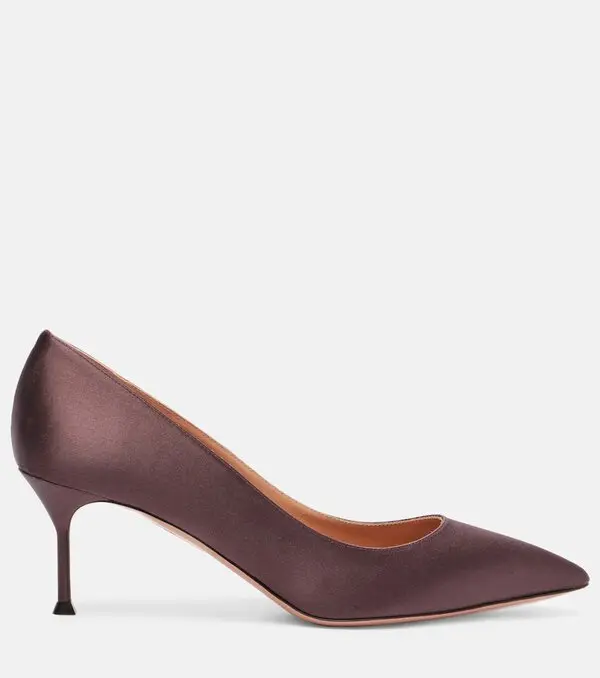 AQUAZZURA Purist 65 Satin Pumps - Brown