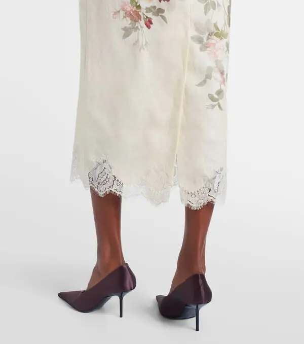 Zimmermann Hypnotic Floral Linen Pencil Skirt