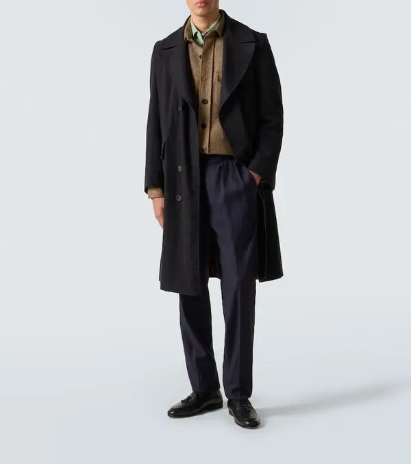 Rubinacci Herringbone Wool Western Shirt
