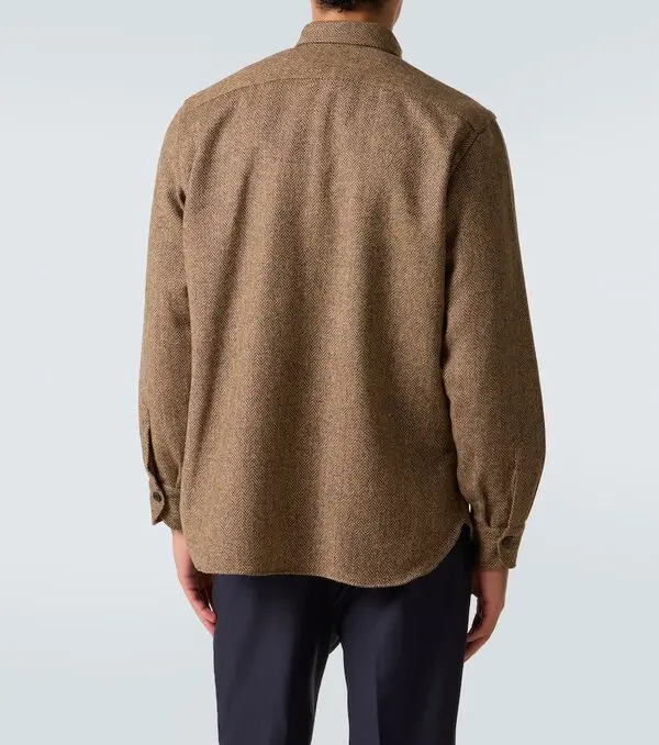 Rubinacci Herringbone Wool Western Shirt