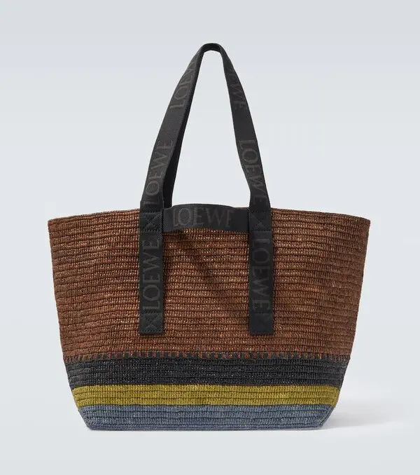 Loewe Fold Raffia Shopper - Brown