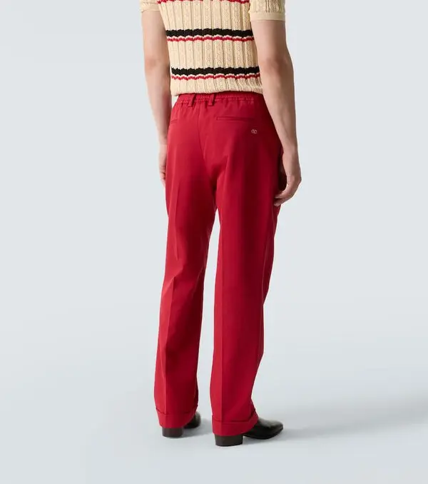 Valentino Garavani Cotton Twill Straight Pants