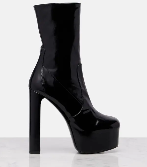 Saint Laurent Billy 95 Leather Platform Mid-calf Boots