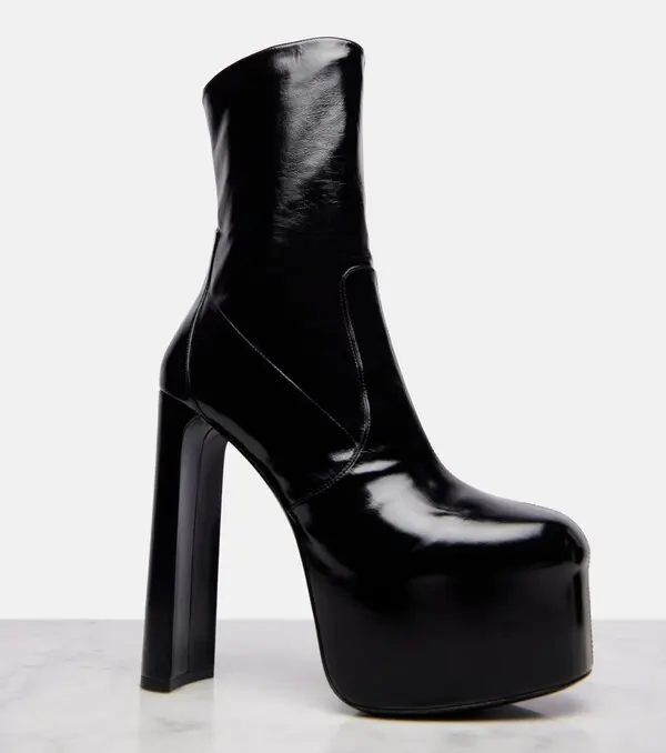 Saint Laurent Billy 95 Leather Platform Mid-calf Boots