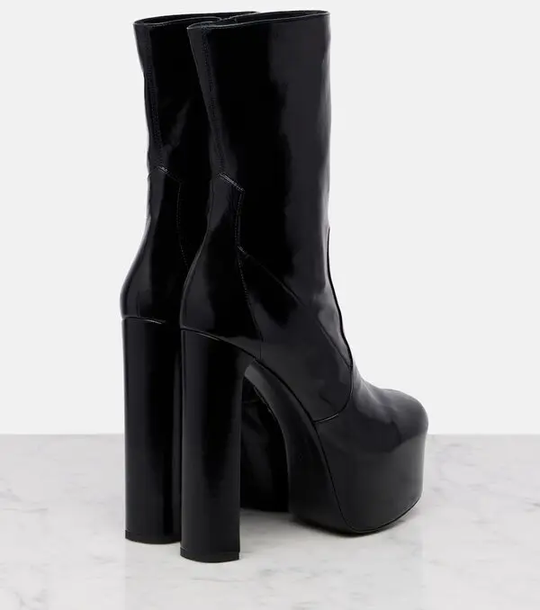 Saint Laurent Billy 95 Leather Platform Mid-calf Boots