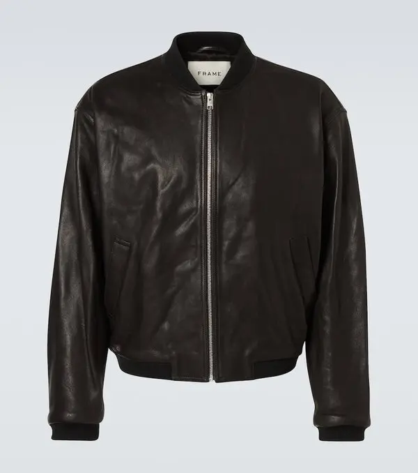 FRAME Leather Bomber Jacket - Black