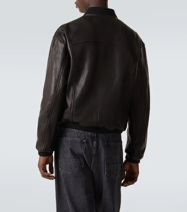 FRAME Leather Bomber Jacket - Black