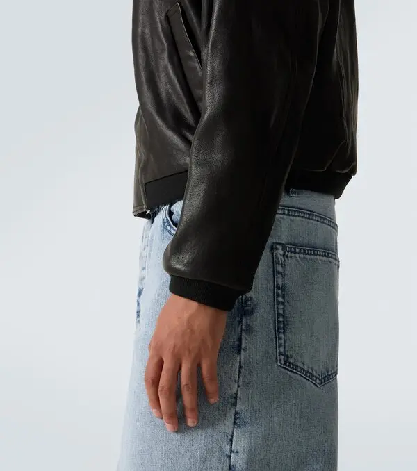 FRAME Leather Bomber Jacket - Black