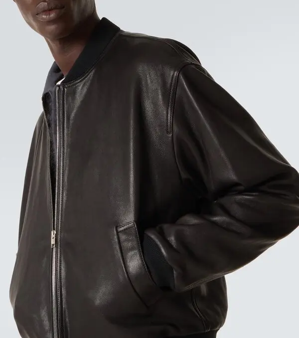 FRAME Leather Bomber Jacket - Black