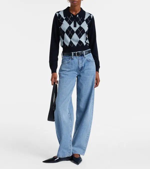 FRAME Low Slung Mid-rise Barrel-leg Jeans - Blue