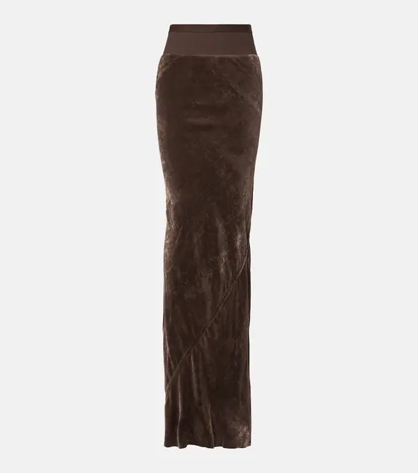 Rick Owens Coda Velvet Maxi Skirt - Brown