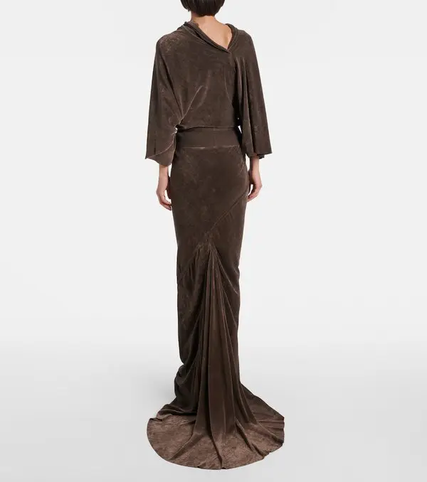 Rick Owens Coda Velvet Maxi Skirt - Brown