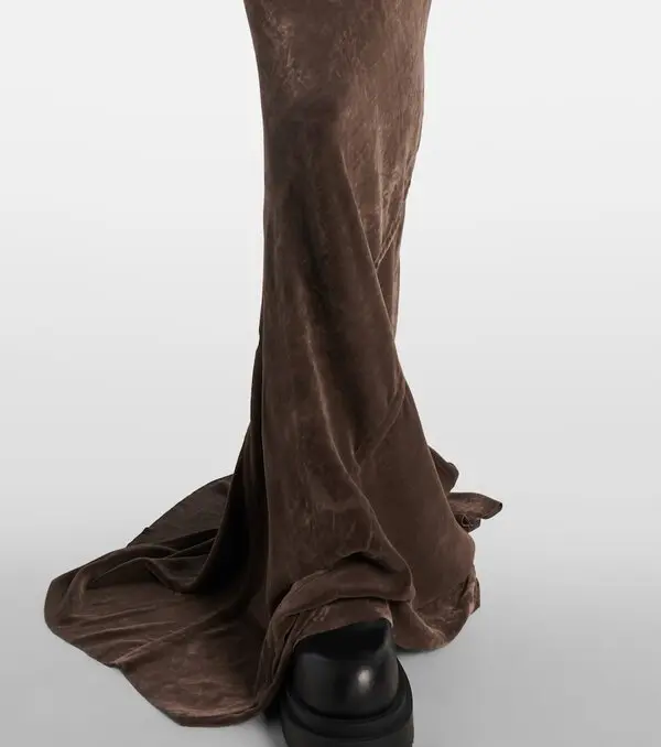 Rick Owens Coda Velvet Maxi Skirt - Brown