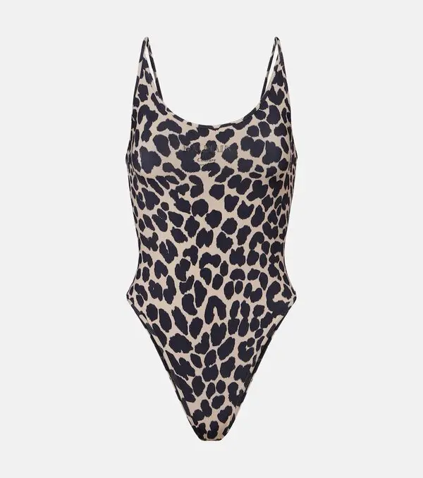 Balmain Cutout Leopard-print Swimsuit - Brown
