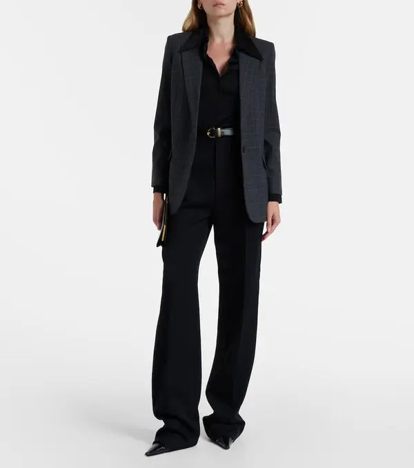 NILI LOTAN Diane Checked Wool-blend Blazer