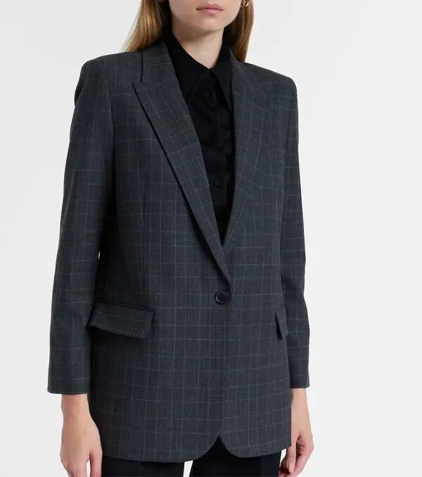 NILI LOTAN Diane Checked Wool-blend Blazer