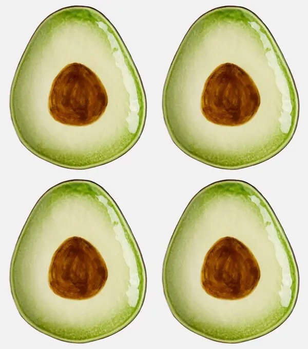 BORDALLO PINHEIRO Tropical Fruits Avocado Set Of 4 Earthenware Dessert Plates - Green