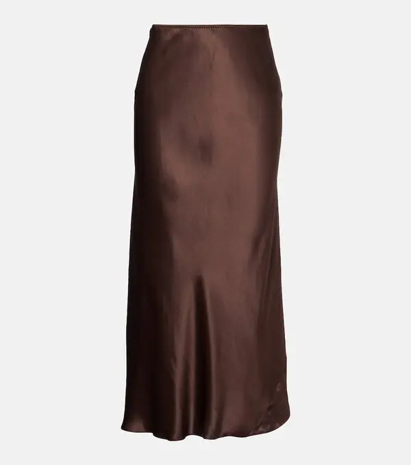 Dorothee Schumacher Sense Of Shine Silk Satin Slip Skirt - Brown