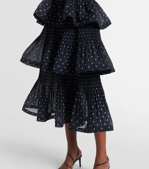 Zimmermann Polka-dot Tiered Midi Dress - Black