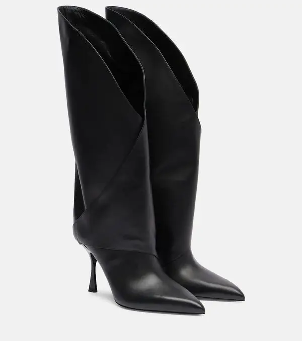 Balmain Twist 95 Leather Knee-high Boots