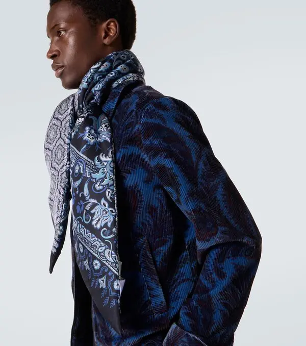 Etro Paisley Printed Silk Twill Scarf