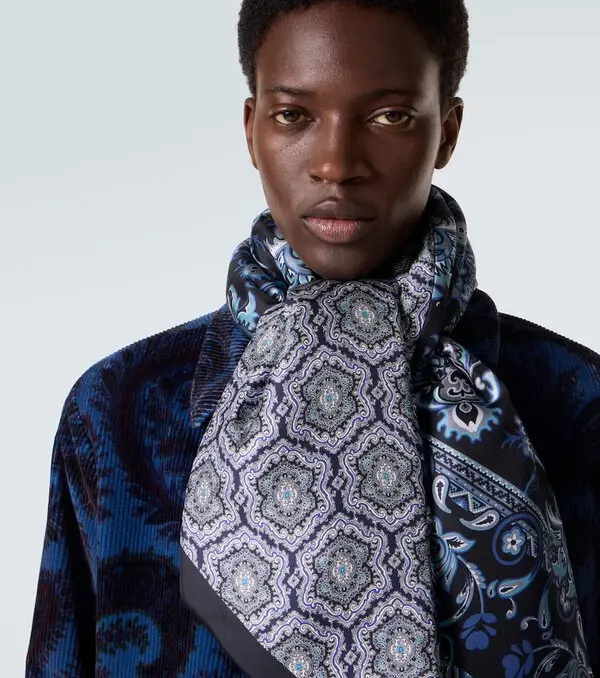 Etro Paisley Printed Silk Twill Scarf