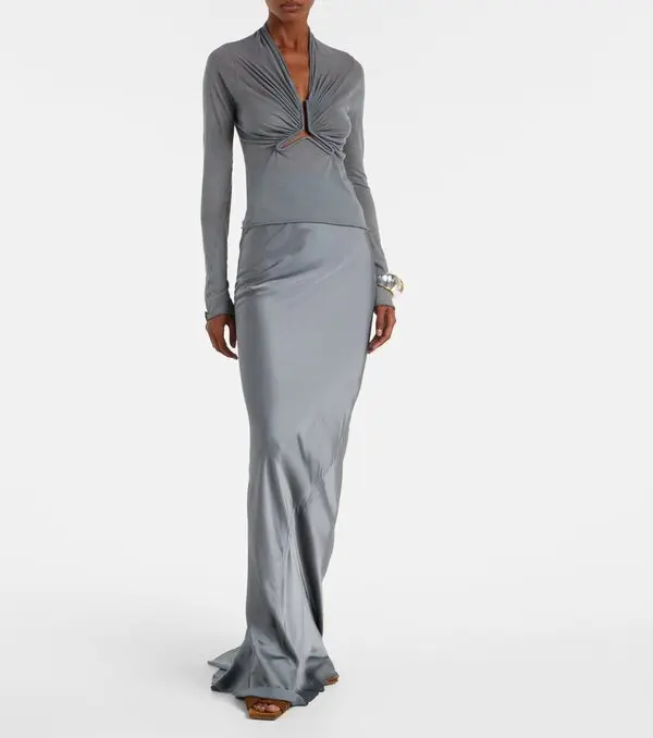 Rick Owens Coda Satin Maxi Skirt - Blue