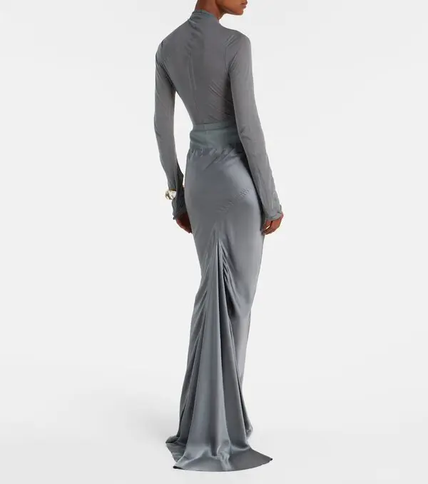 Rick Owens Coda Satin Maxi Skirt - Blue