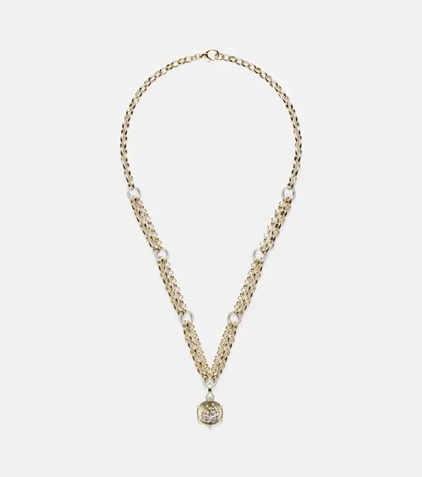 FOUNDRAE Blossoms Baby Medium Pendant Necklace With Diamonds - Gold