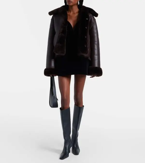 David Koma Reversible Shearling And Leather Jacket