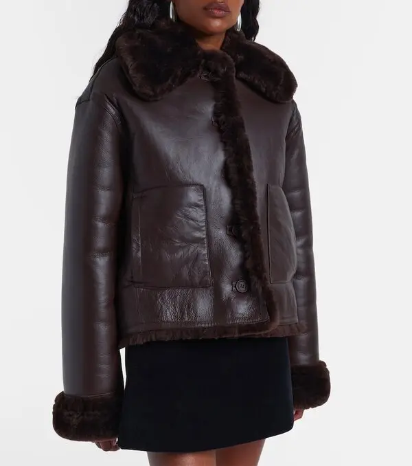 David Koma Reversible Shearling And Leather Jacket