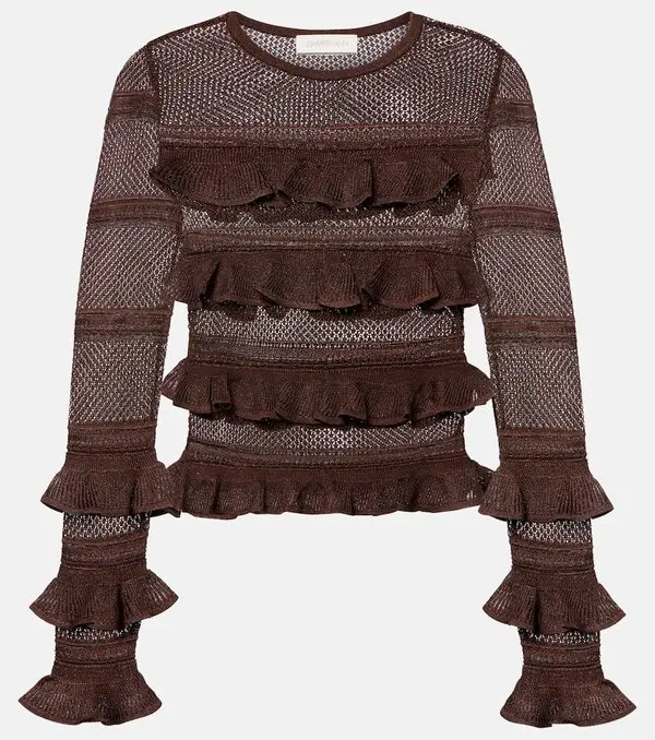 Zimmermann Hypnotic Ruffled Top - Brown