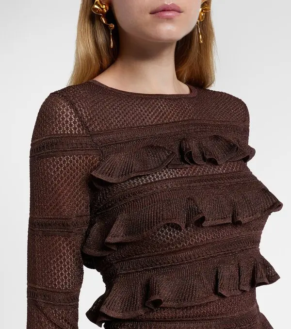 Zimmermann Hypnotic Ruffled Top - Brown