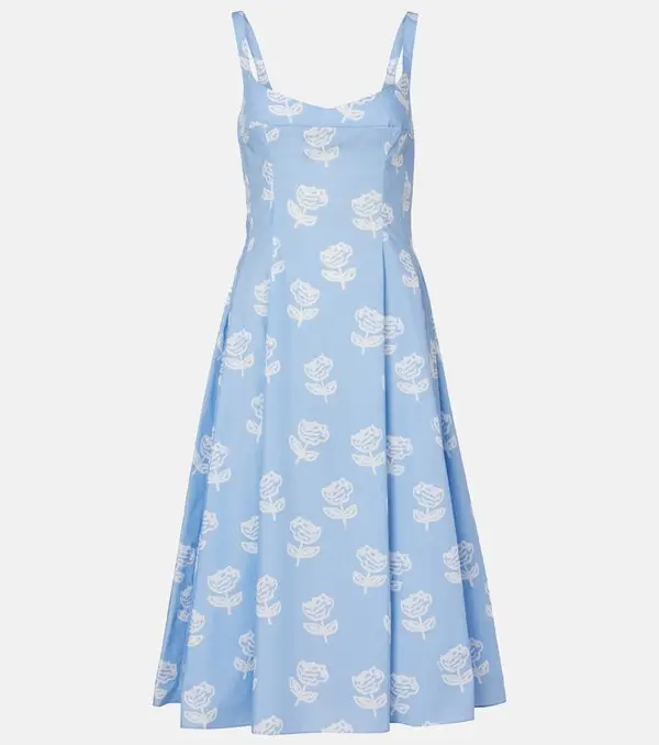 Marni Floral Cotton Midi Dress - Blue
