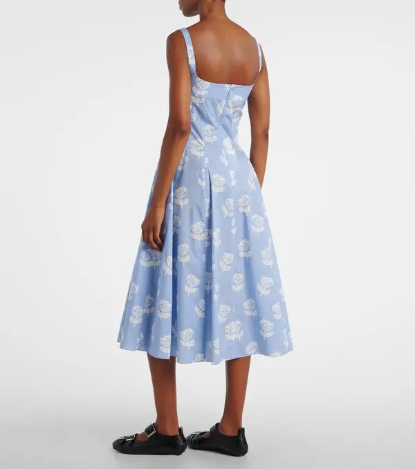 Marni Floral Cotton Midi Dress - Blue