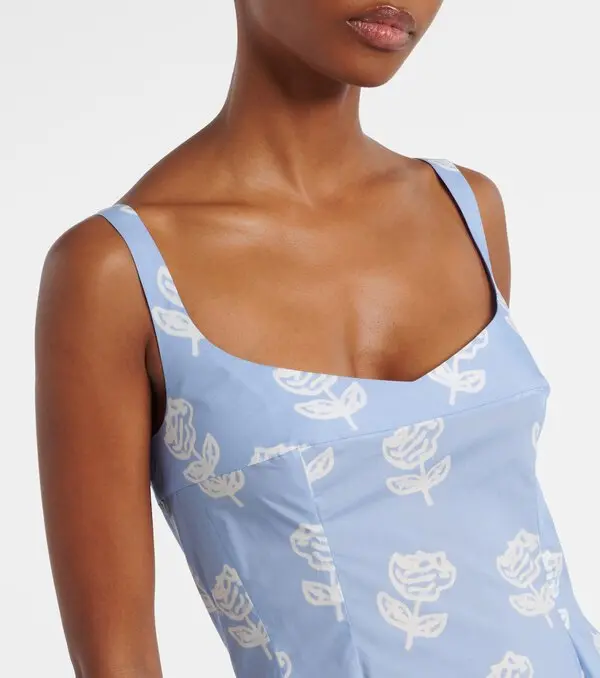 Marni Floral Cotton Midi Dress - Blue