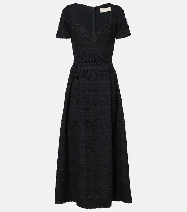 Elie Saab Macrame Midi Dress - Black