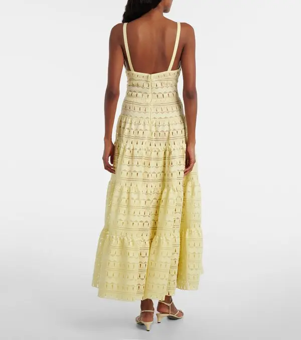 Elie Saab Macramé Midi Dress - Yellow