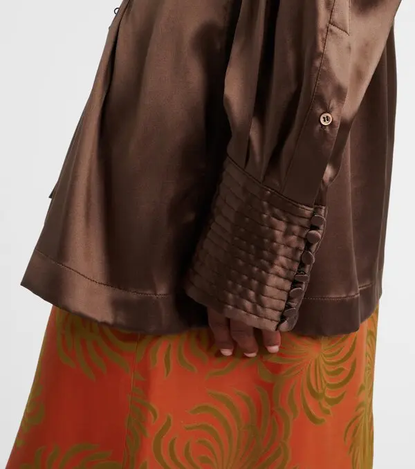 Dries Van Noten Draped Silk-blend Shirt - Brown