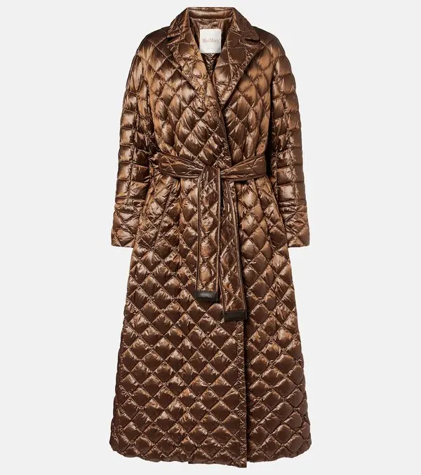Max Mara Cube Spaces Belted Down Coat - Brown