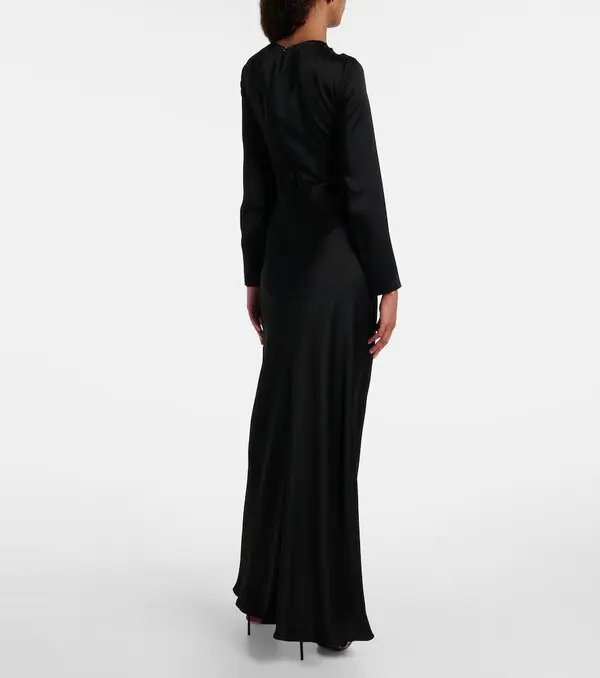 Max Mara Bird Satin Maxi Dress - Black