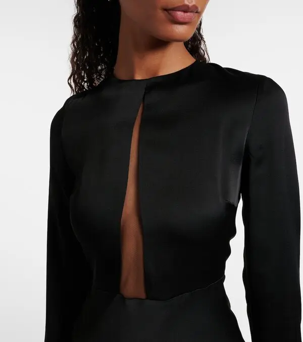 Max Mara Bird Satin Maxi Dress - Black