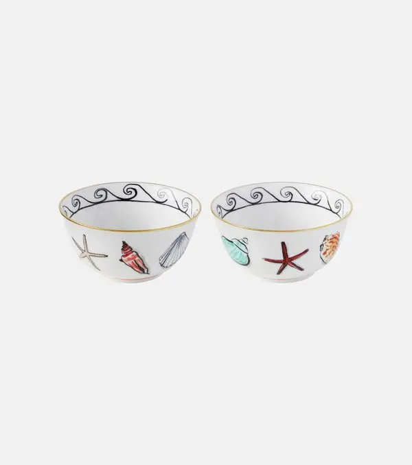 GINORI 1735 Il Viaggio Di Nettuno Small Set Of 2 Porcelain Bowls Luke Edward Hall - White