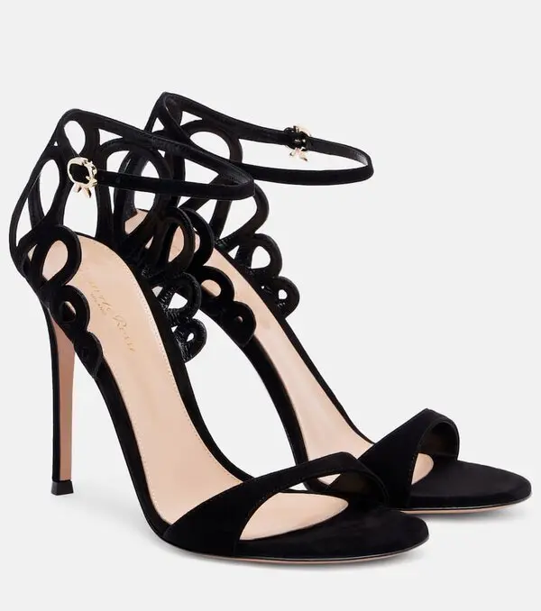 GIANVITO ROSSI 105 Suede Sandals - Black