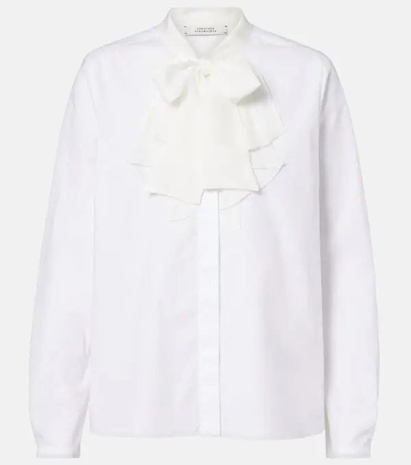 Dorothee Schumacher Cotton-blend Poplin Blouse With Bow Detail - White