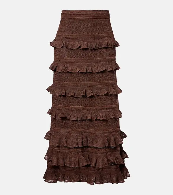 Zimmermann Hypnotic Ruffled Maxi Skirt - Brown