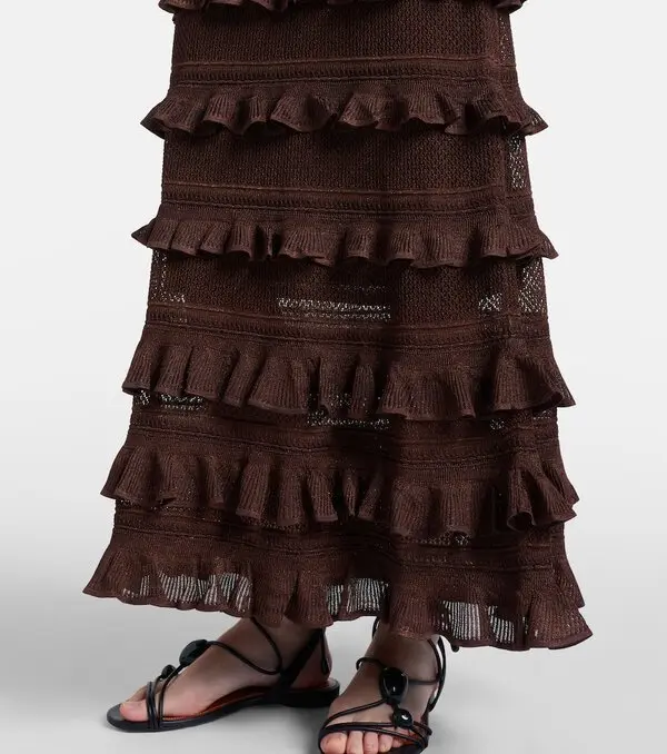 Zimmermann Hypnotic Ruffled Maxi Skirt - Brown
