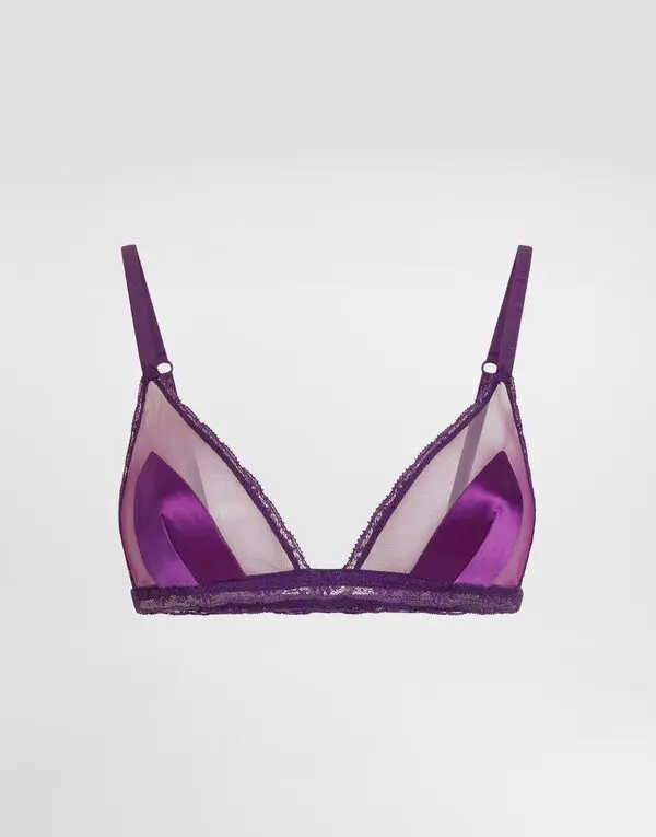Dolce & Gabbana Satin And Lace Bra - Purple