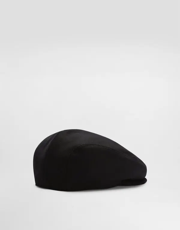 Dolce & Gabbana Flat Cap In Wool Canvas - Black
